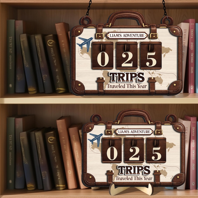 Custom Travel Trip Tracker Sign,journey Counter,travel Log Decor ...