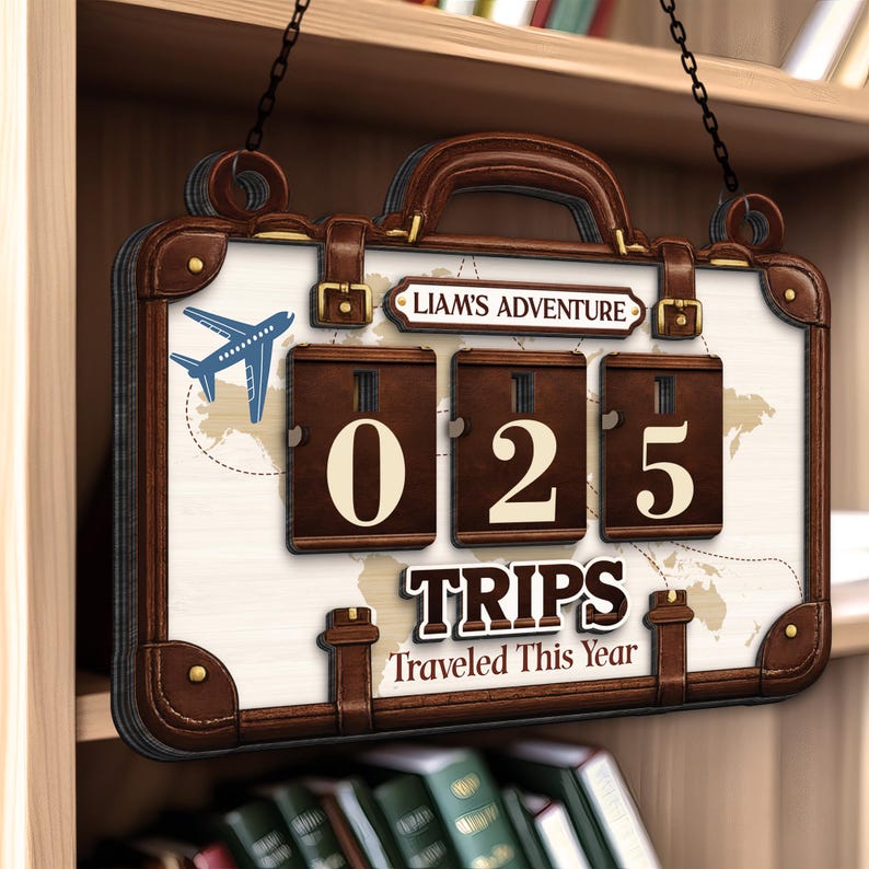 Custom Travel Trip Tracker Sign,journey Counter,travel Log Decor ...