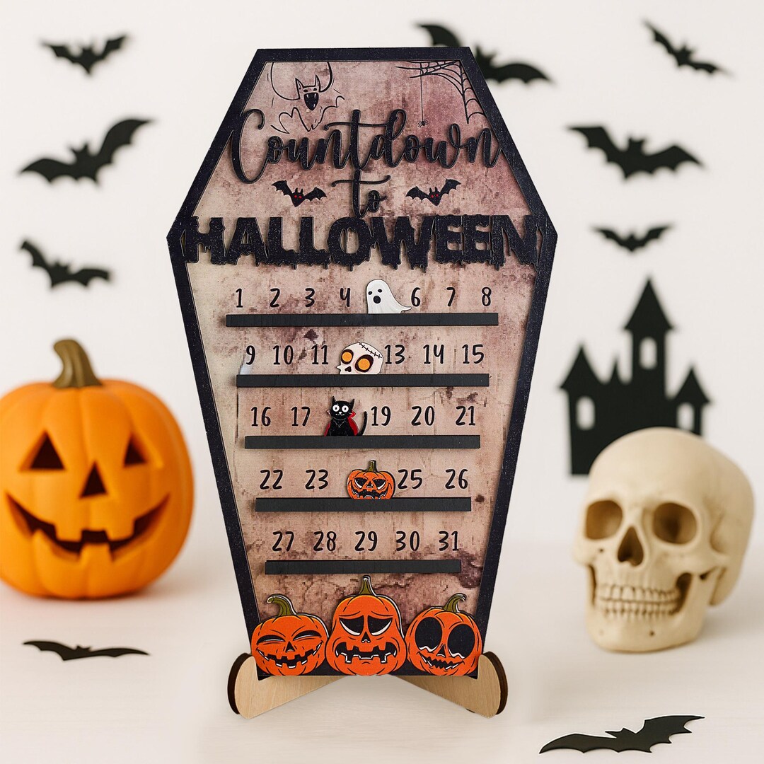 Haunted House Halloween Countdown,spooky Calendar Sign,coffin Halloween ...