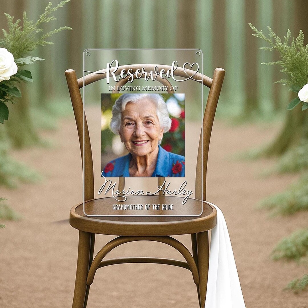 Reserved Memorial Sign,wedding Memorial Chair Sign Hanging,custom ...