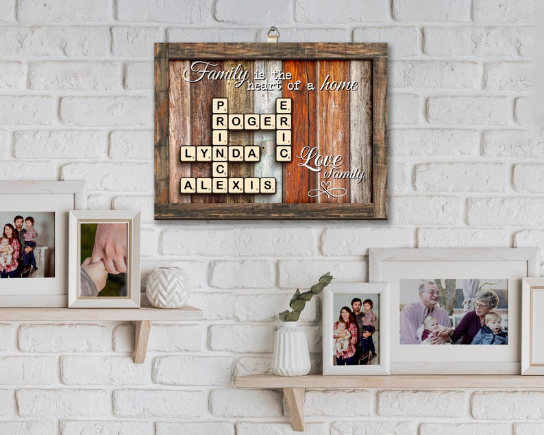 Family Gift,custom Scrabble Family Name Frame,crossword Scrabble Puzzle ...