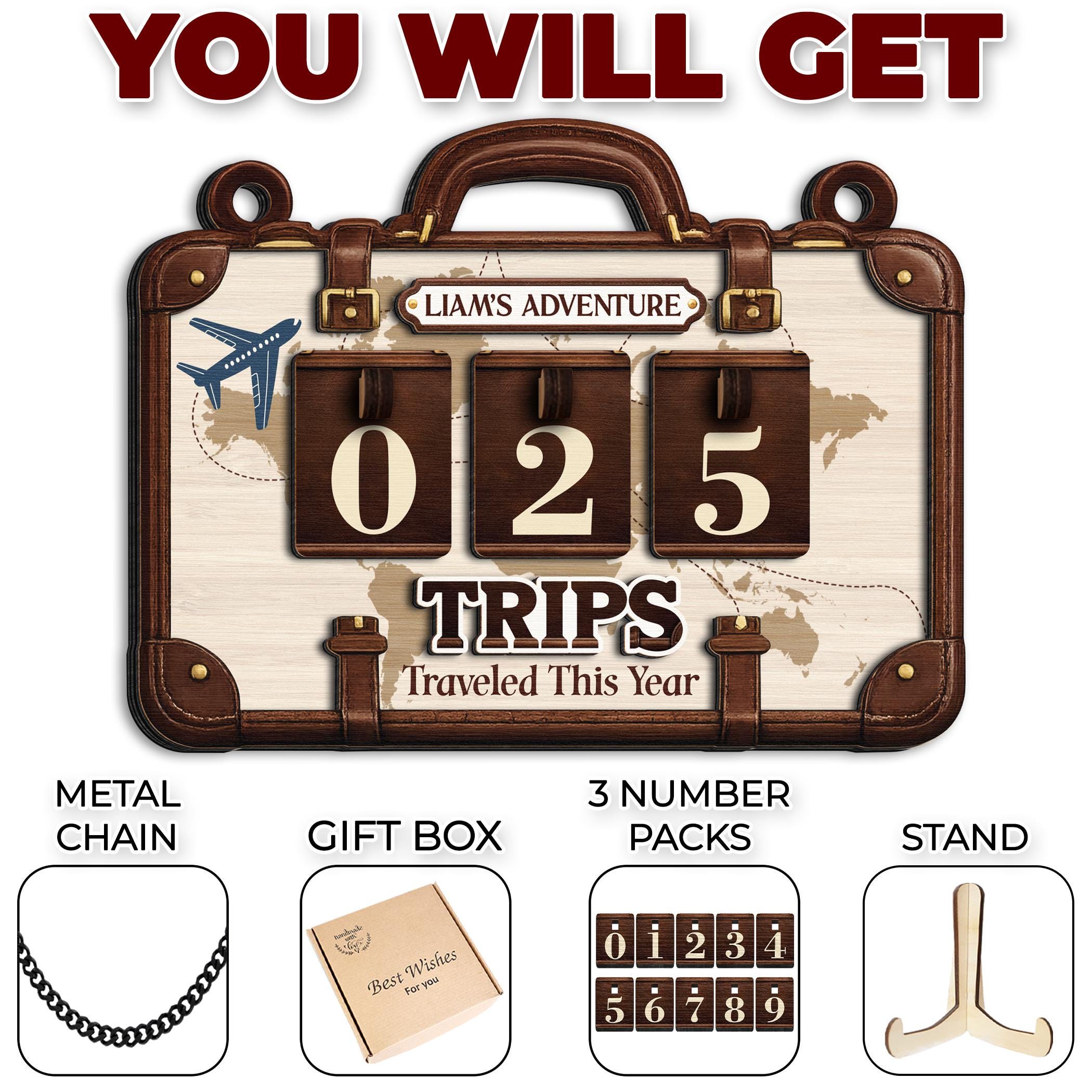 Custom Travel Trip Tracker Sign,journey Counter,travel Log Decor ...