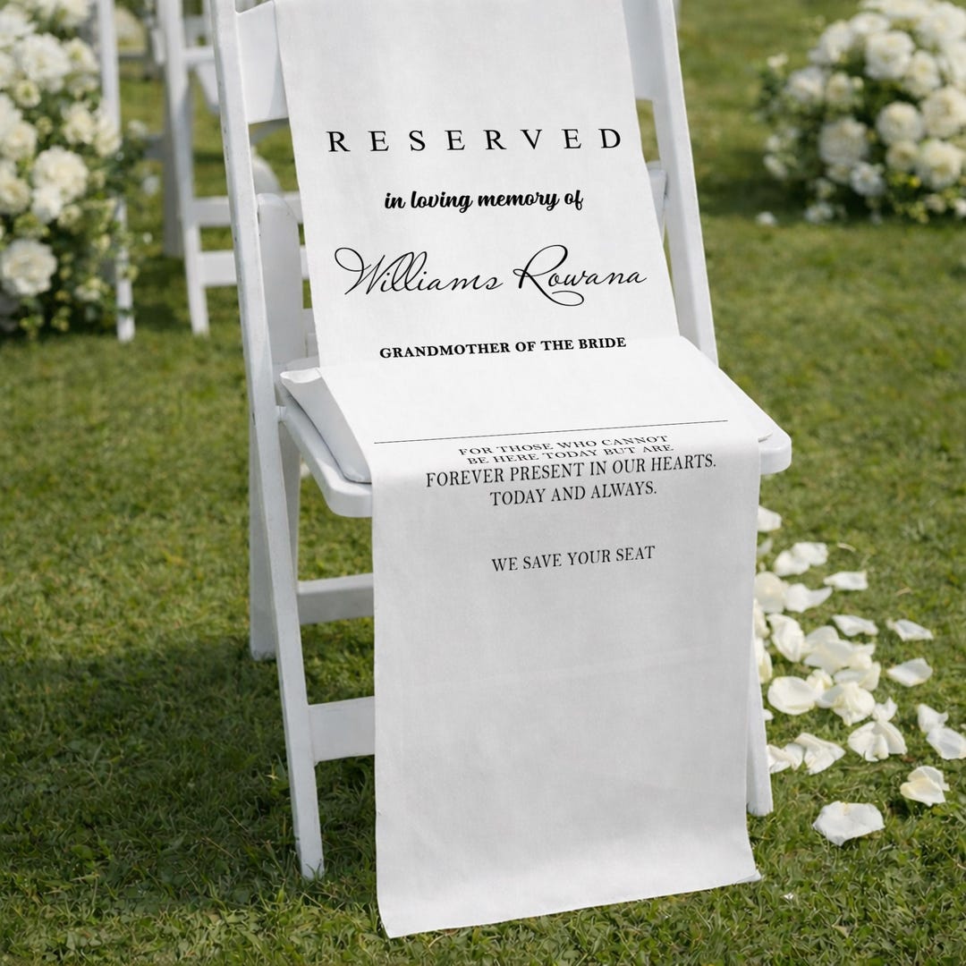Reserved Memorial Wedding Fabric Chair Sign,memorial Chair Banner,in ...