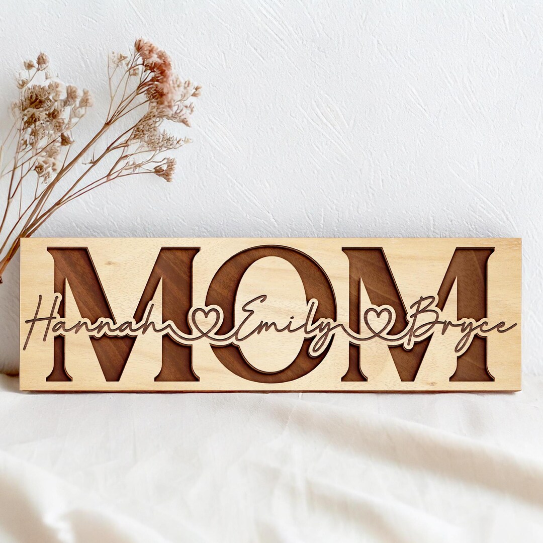 Custom Mom Sign With Kids Name Mothers Day Gift, Mom Sign, Personalized ...