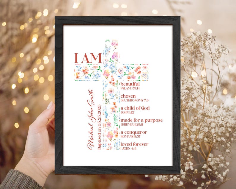Floral Confirmation Gift for Girl,bible Verse Cross Wall Sign,baptism ...