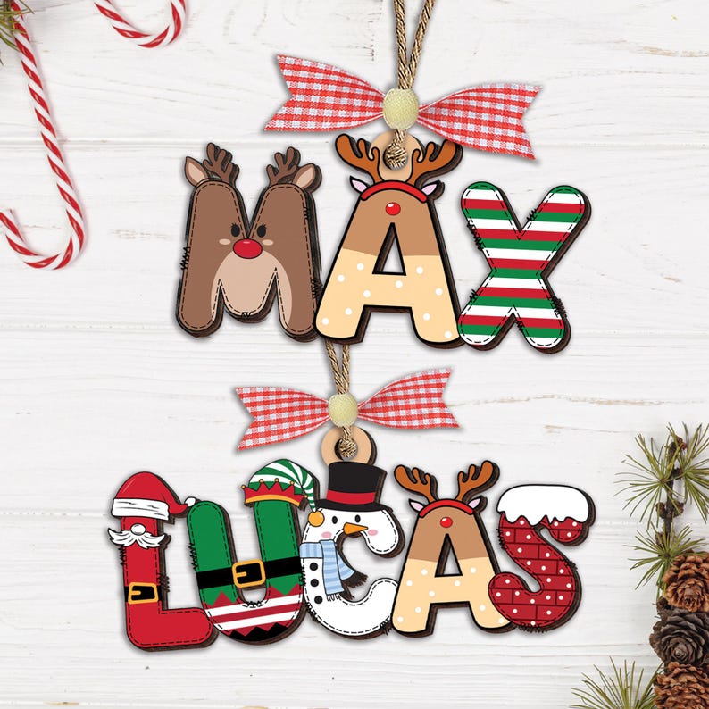 Personalized Letter Name Christmas Ornament,alphabet Ornament,family ...