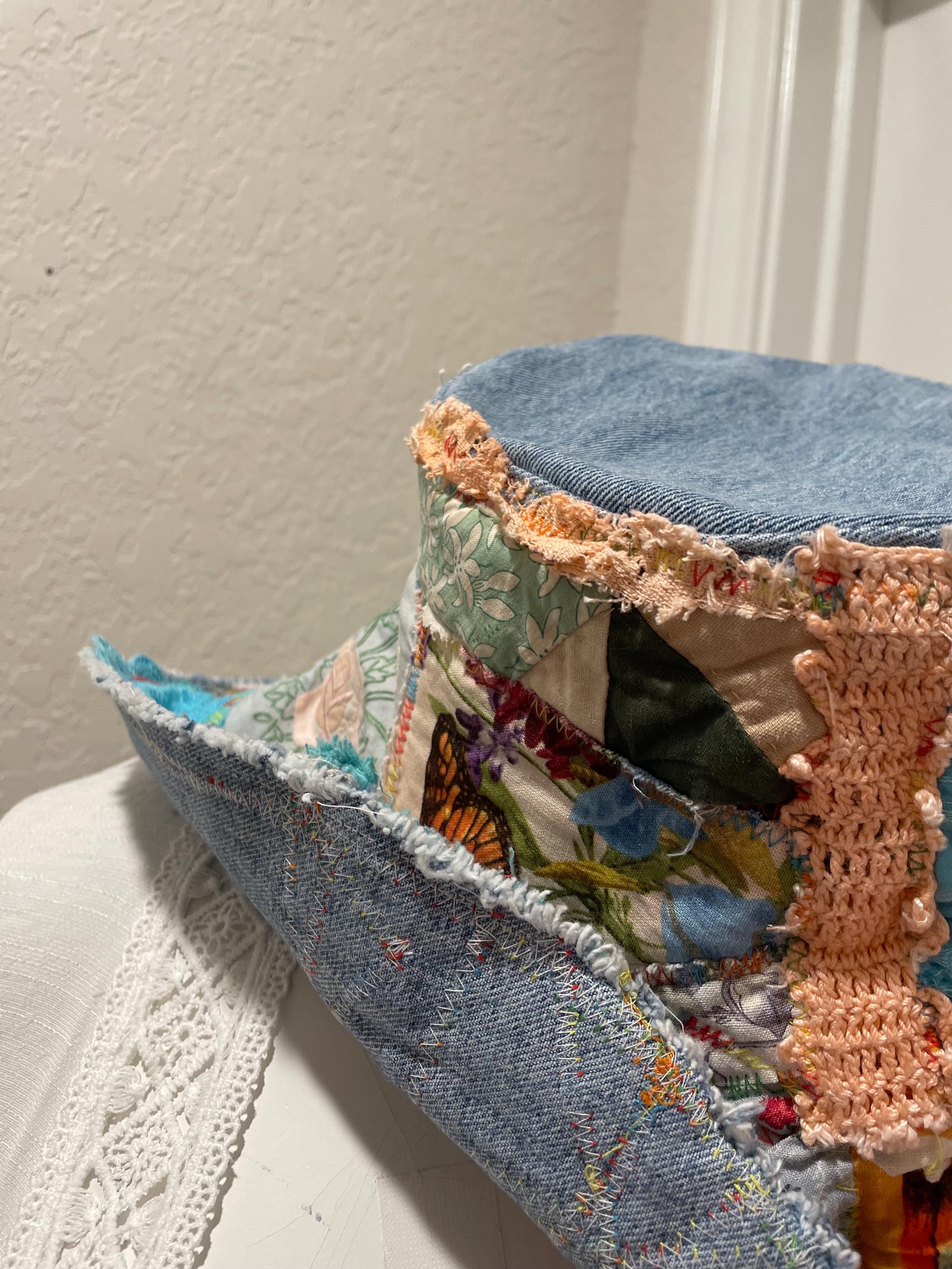 Scrappy Bucket Hat Quilted Handmade Cottagecore Boho Upcycled Hippie ...