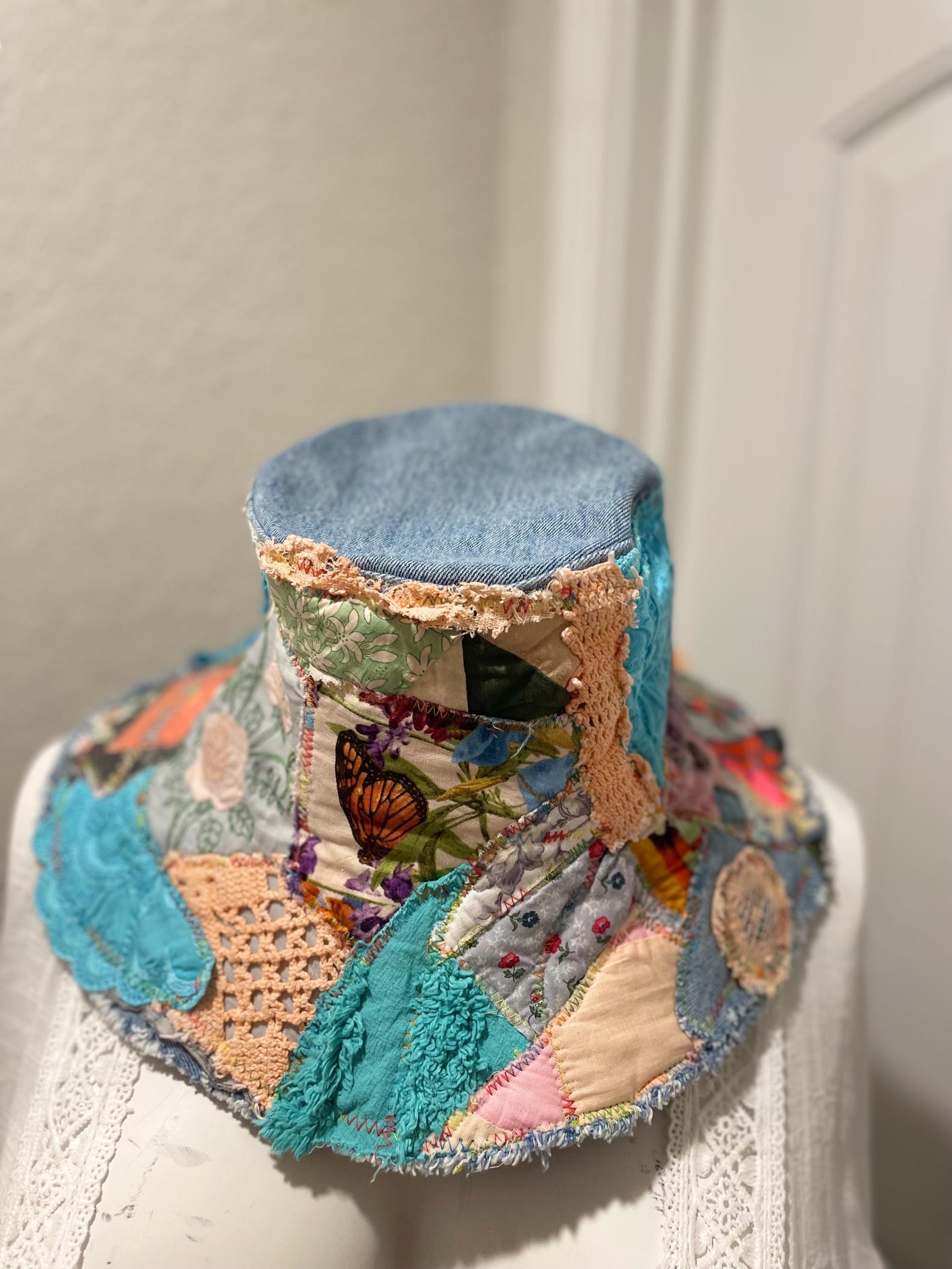 Scrappy Bucket Hat Quilted Handmade Cottagecore Boho Upcycled Hippie ...