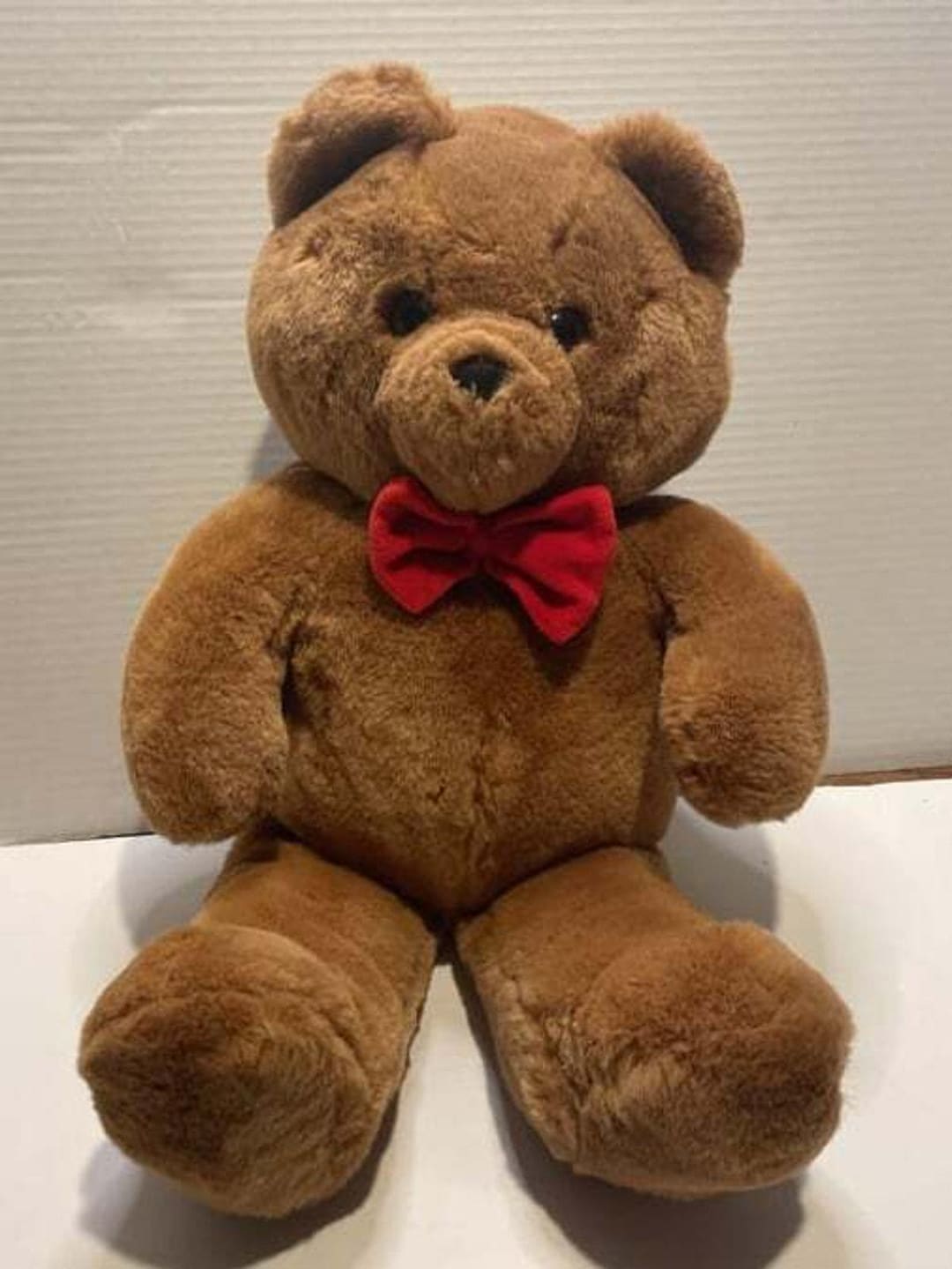 Vintage 1986 Dakin Brown Honey Jo Teddy Bear 20 Plush Red Bow Tie Fun ...
