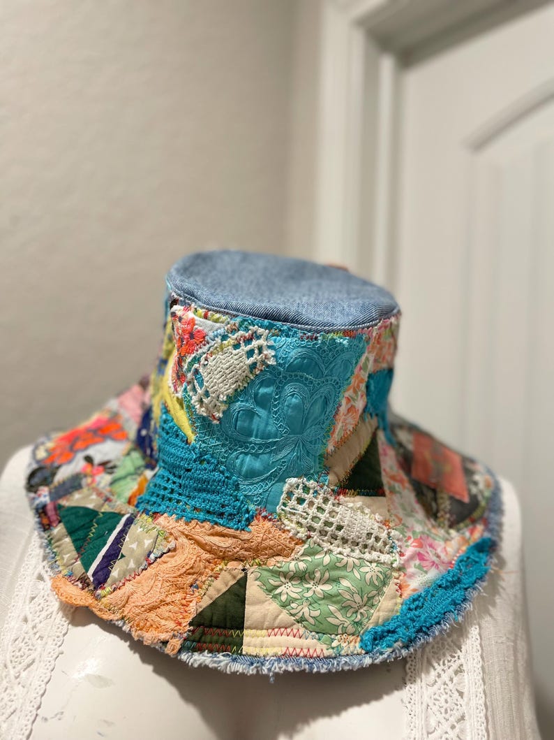 Scrappy Bucket Hat Quilted Handmade Cottagecore Boho Upcycled Hippie ...