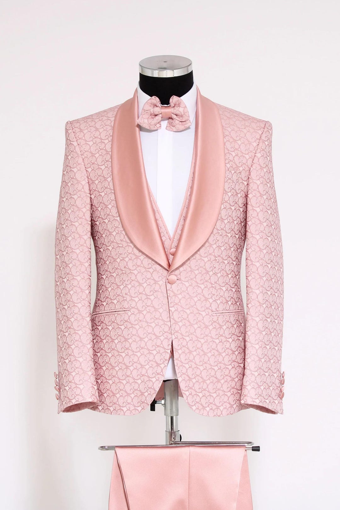 Pink Jacquard Tuxedo With Satin Shawl Lapel - Etsy