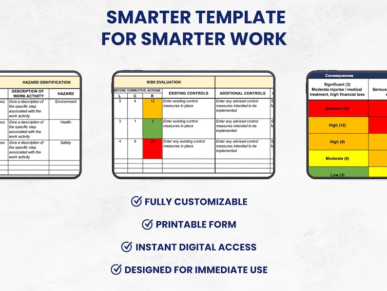 Risk Assessment Form | Editable Ms Excel Template | Risk Management ...