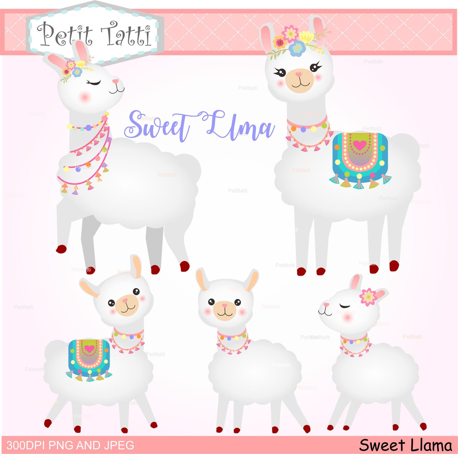 ON SALE Alpaca Llama Animal Clipart, Mother Baby Clip Art, Clip Art ...