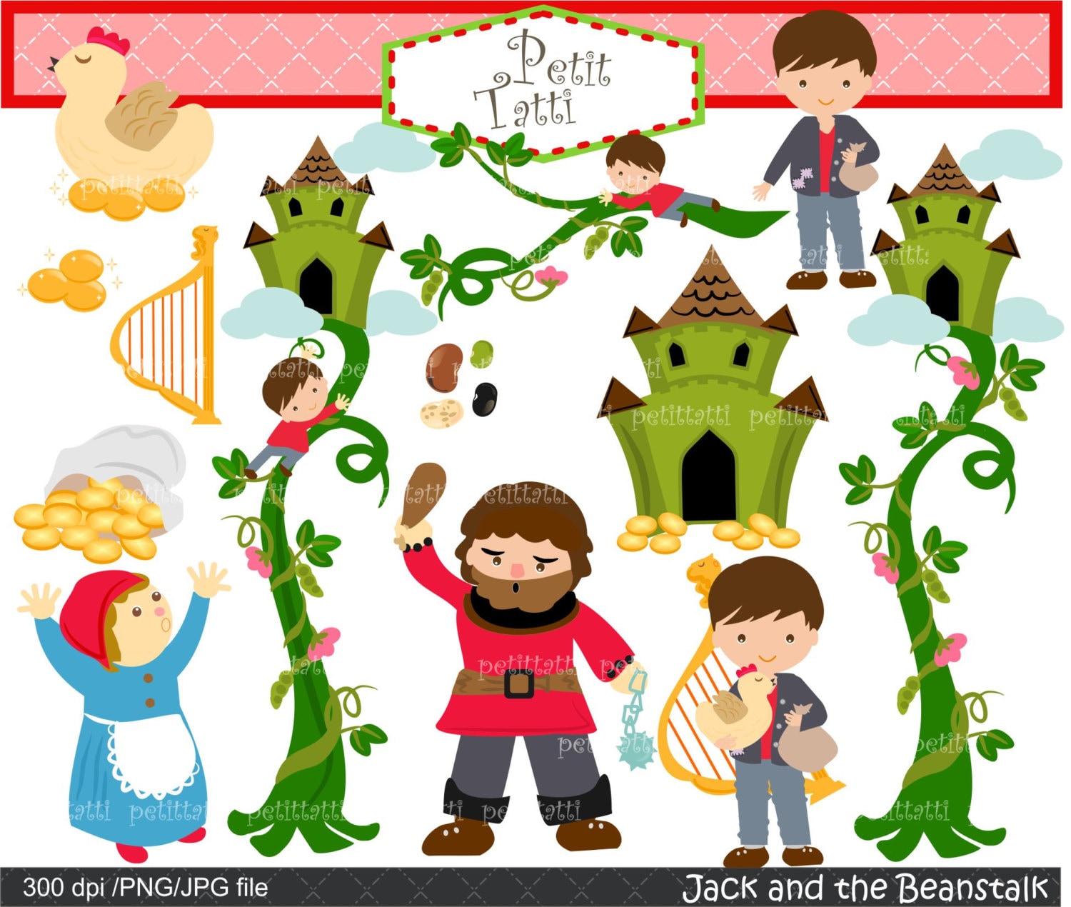 ON SALE Jack and Beanstalk Digital Clipart. -children Story Clipart ...