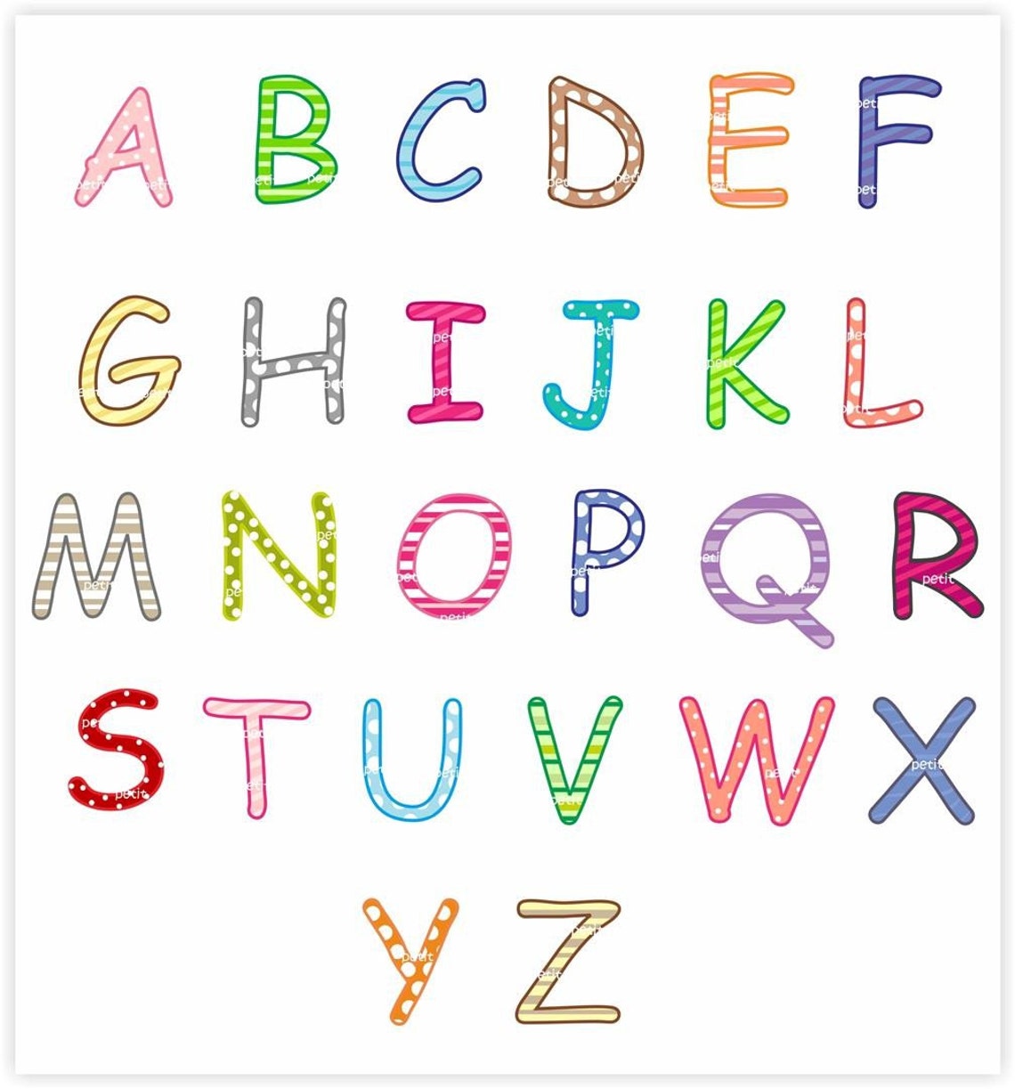 ON SALE Capital Letters Alphabet Digital Clip Art - Alphabet A-Z ...