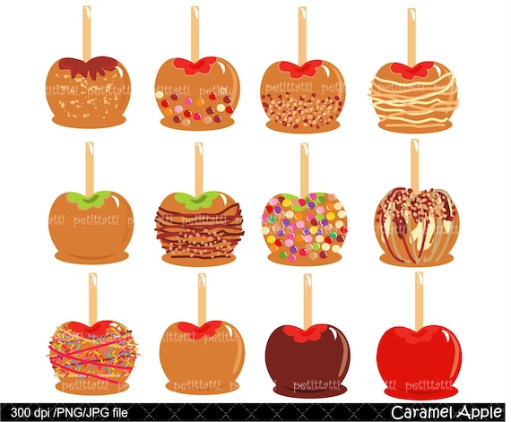ON SALE Apple Caramel Clip Art / Caramel Apples Clip Art,Candy Apple ...