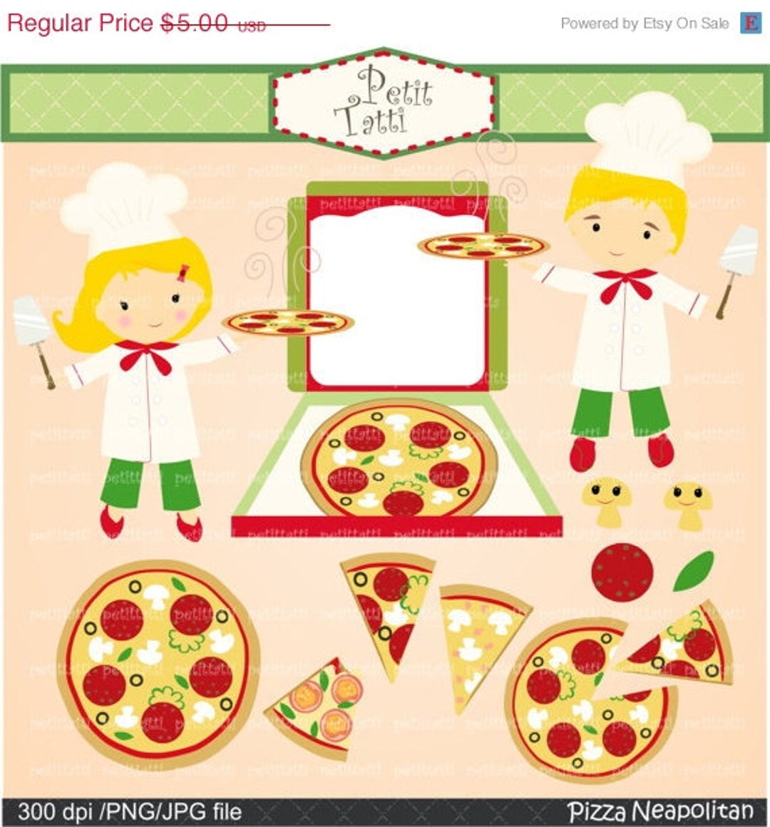 ON SALE Pizza Clip Art- Food Clip Art, Digital Clip Art for All Use ...