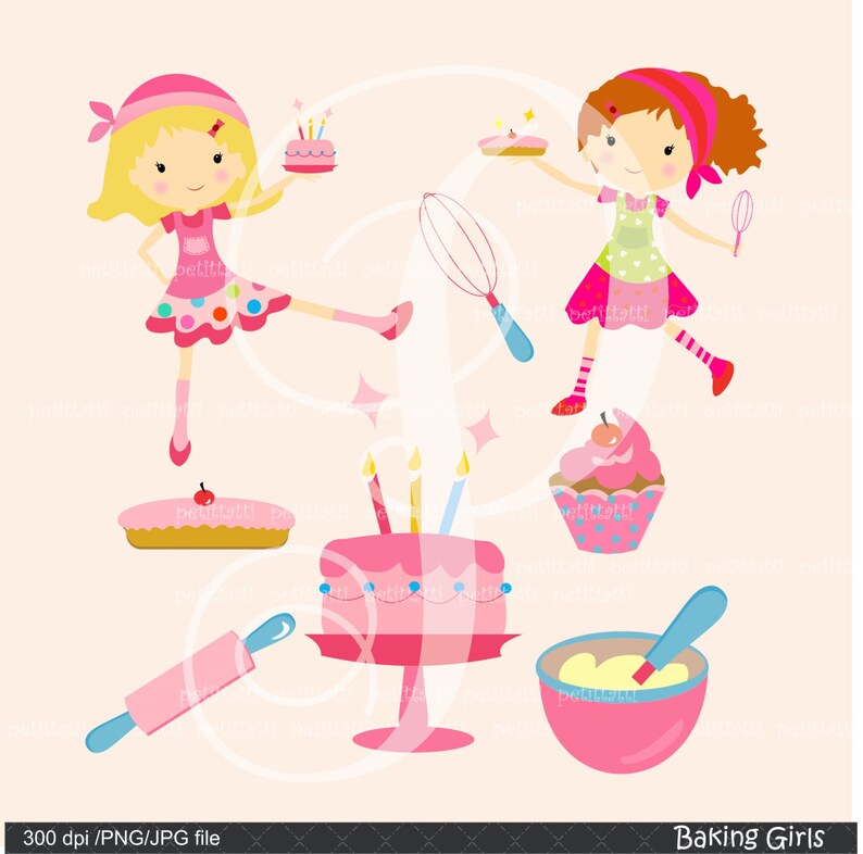 ON SALE Girl Clip Art - Cooking Clipart, Girls Clip Art, Digital Clip ...