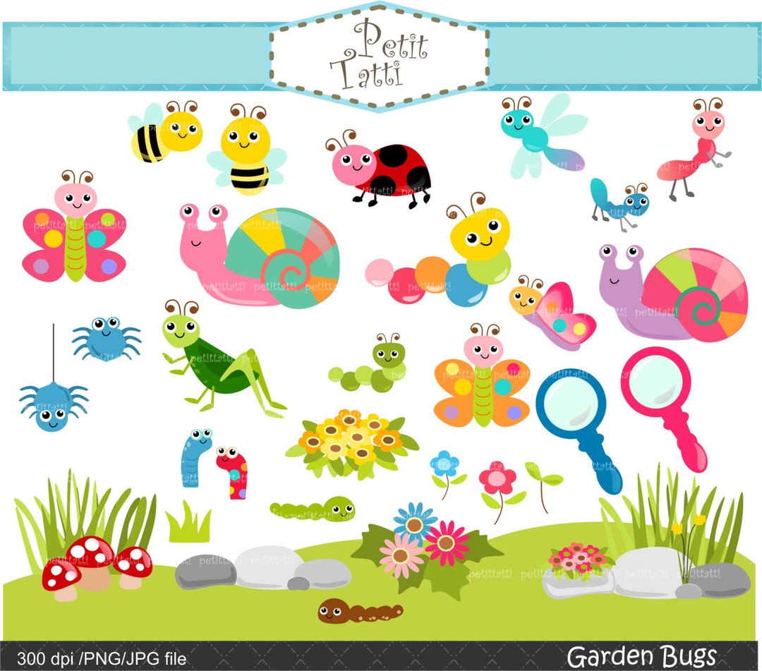 ON SALE Garden Bugs Clip Art - Cute Bugs Clip Art,summer Bugs Clip Art ...