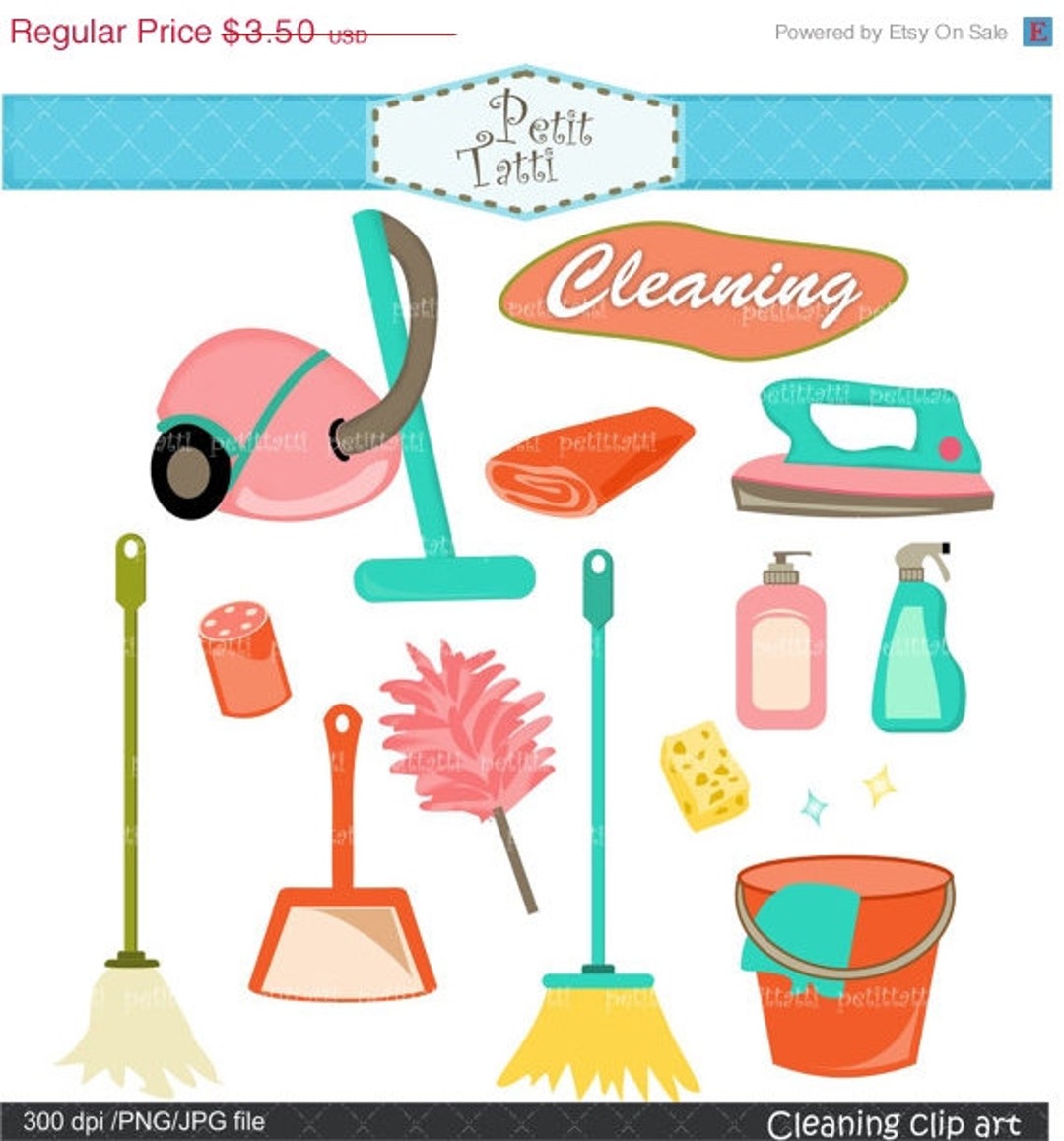 ON SALE Cleaning Tools Clip Art , Household Clip Art, Broom Clip Art ...