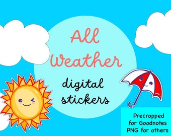 Cute Goodnotes Weather Stickers for Ipad, Png Format, Digital Planner ...