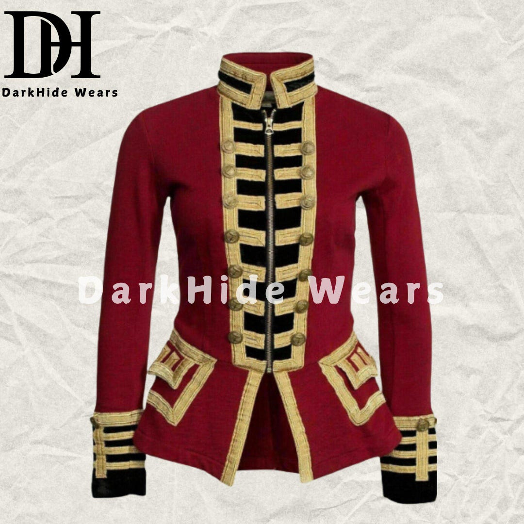 Handmade New French Terry Officer's Women's Red Wool Military Band ...