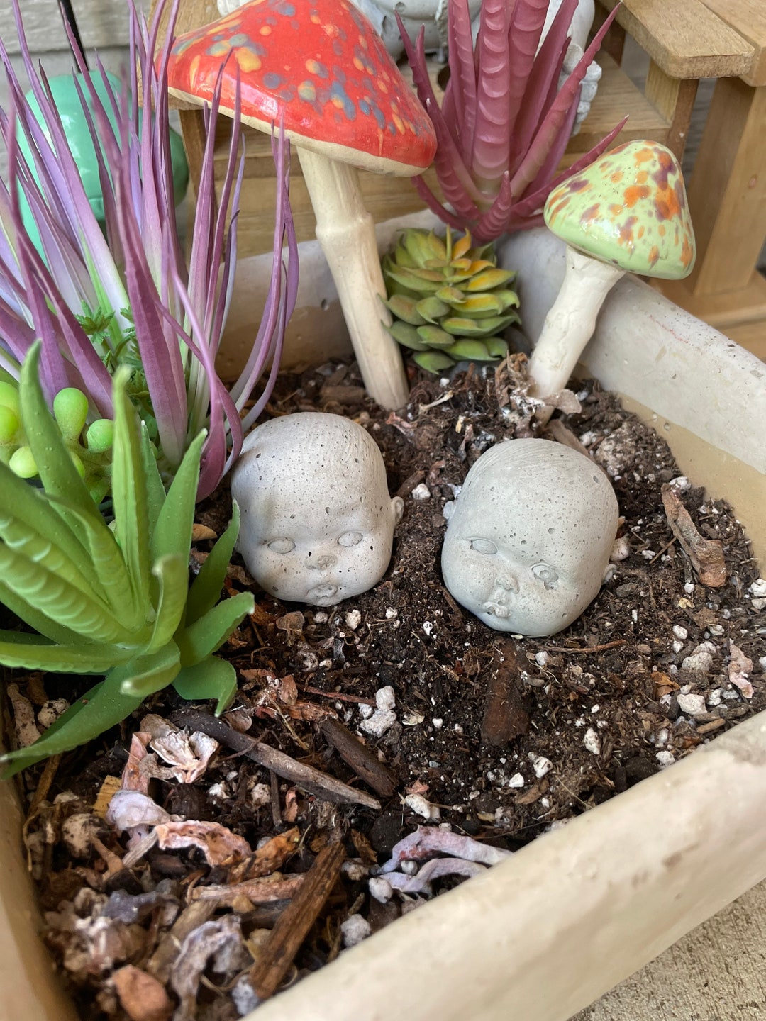 Little Roly-poly Baby Heads Concrete Garden Decorations Plants Pots ...