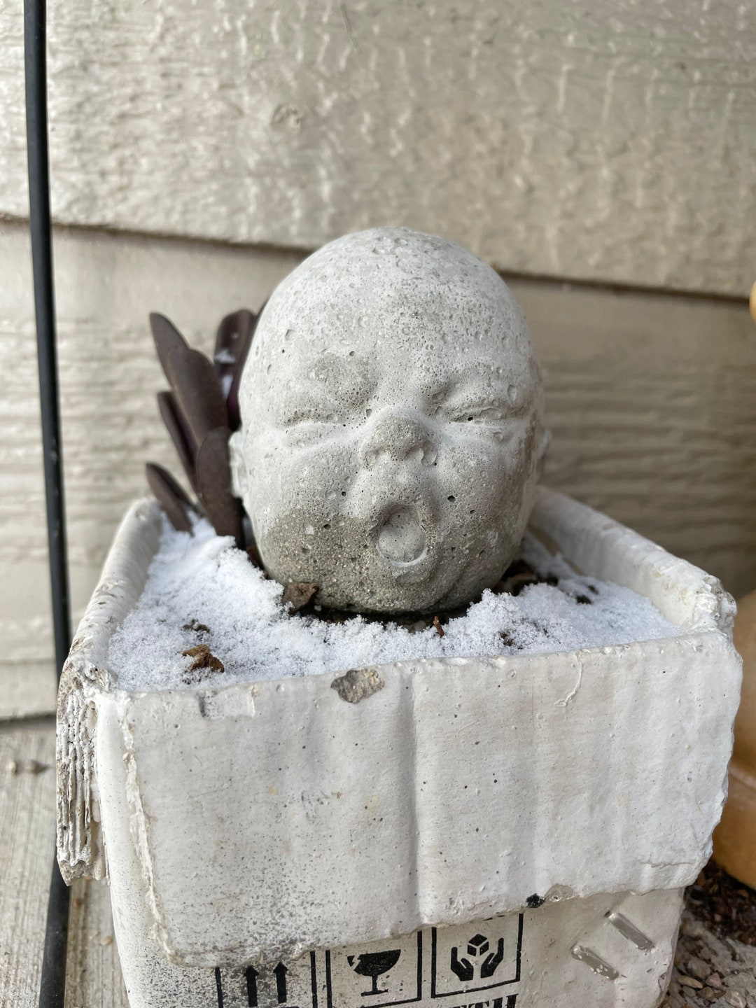 Discolored Concrete Baby Doll Head "mooch" - Etsy