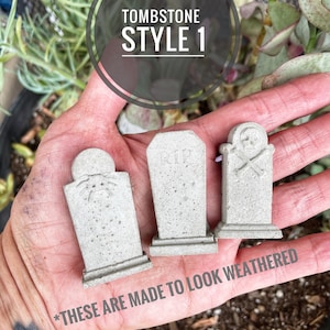 Mini Tombstones Concrete Garden Decorations Halloween Terrarium Plants ...