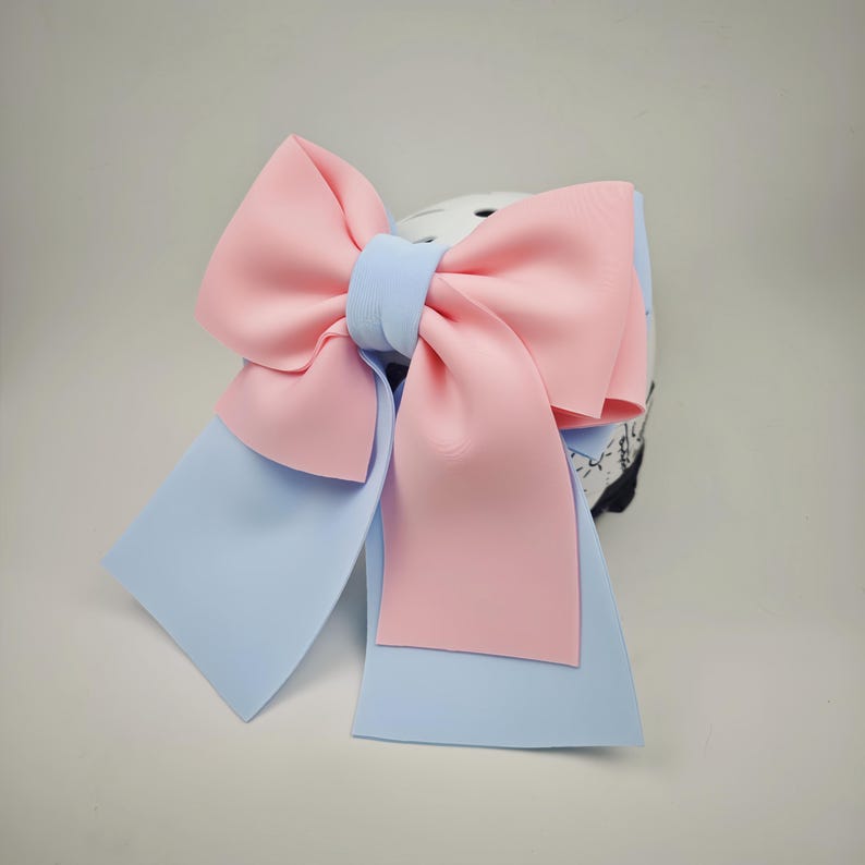 Two-tone Motorcycle Helmet Bow: Pink & White Helmet Decoration - Etsy
