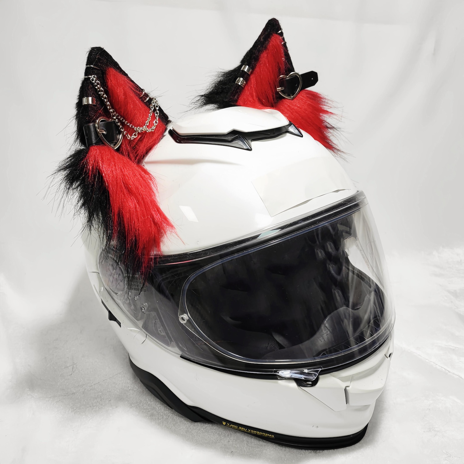 Red Furry Cat Ears: Pierced Motorcycle Helmet Accessory - Etsy