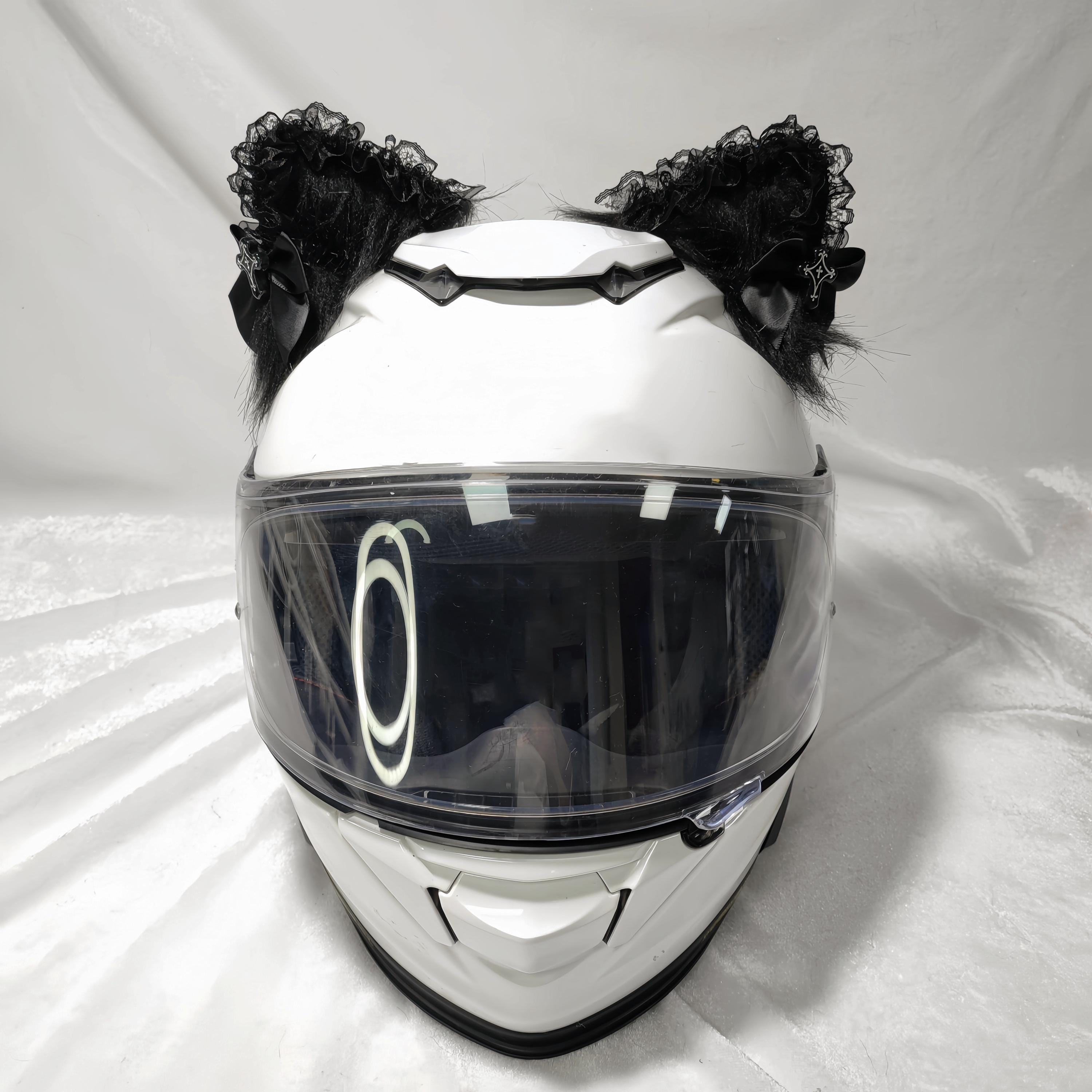 Furfur Cat Ears on Helmet Motorcycle Accessory Ski and Bicycle Riding ...