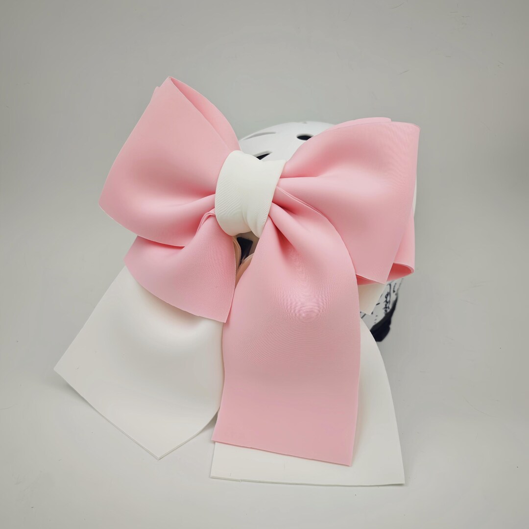 Two-tone Motorcycle Helmet Bow: Pink & White Helmet Decoration - Etsy