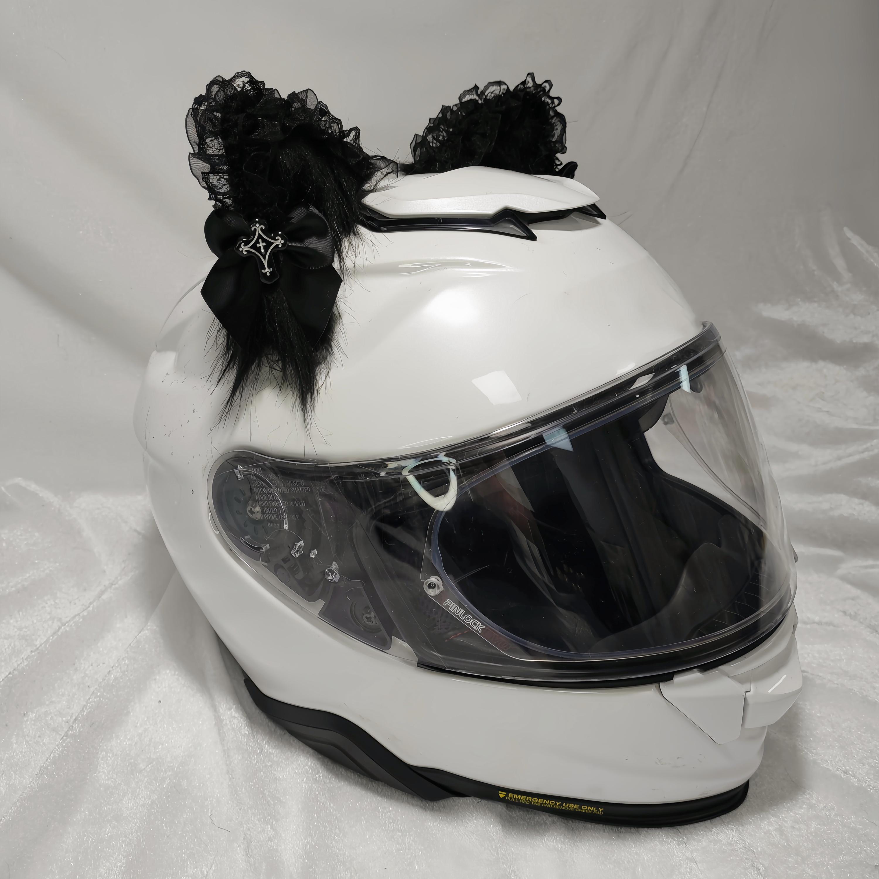 Furfur Cat Ears on Helmet Motorcycle Accessory Ski and Bicycle Riding ...