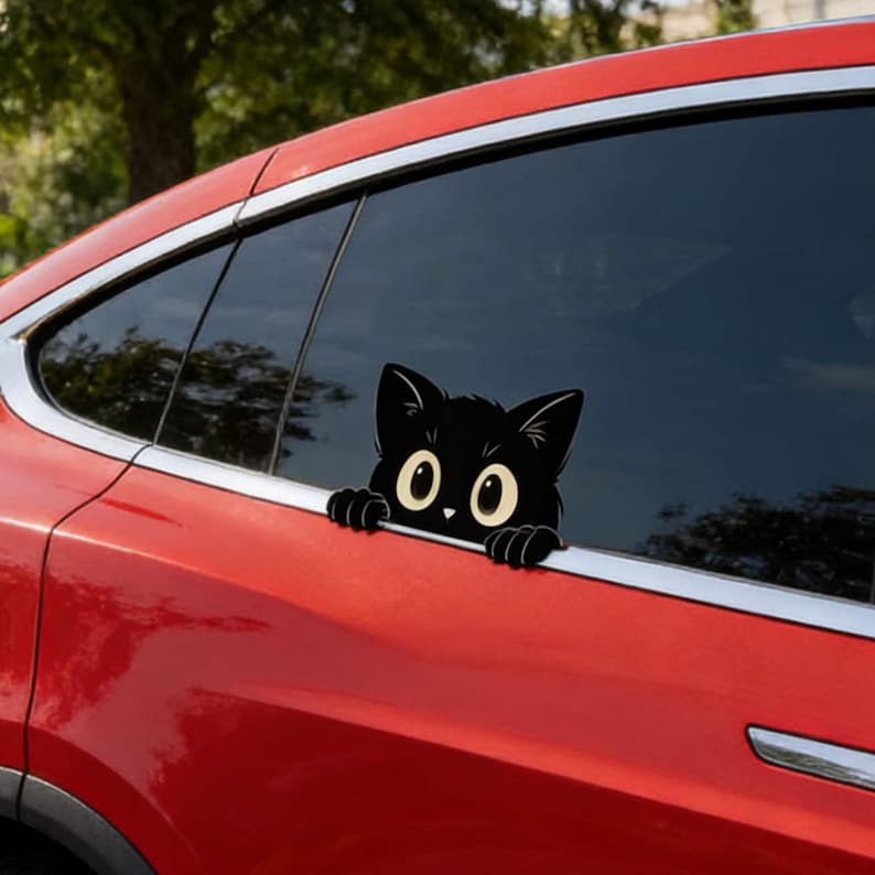 Kawaii Cat Car Stickers: Custom Pattern Available, Motorcycle Sticker ...