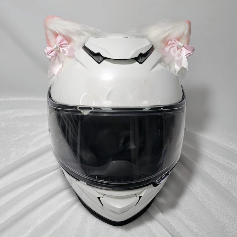 Kawaii Cat Ears Helmet Decor: Plush Bow Motorcycle/ski Helmet ...