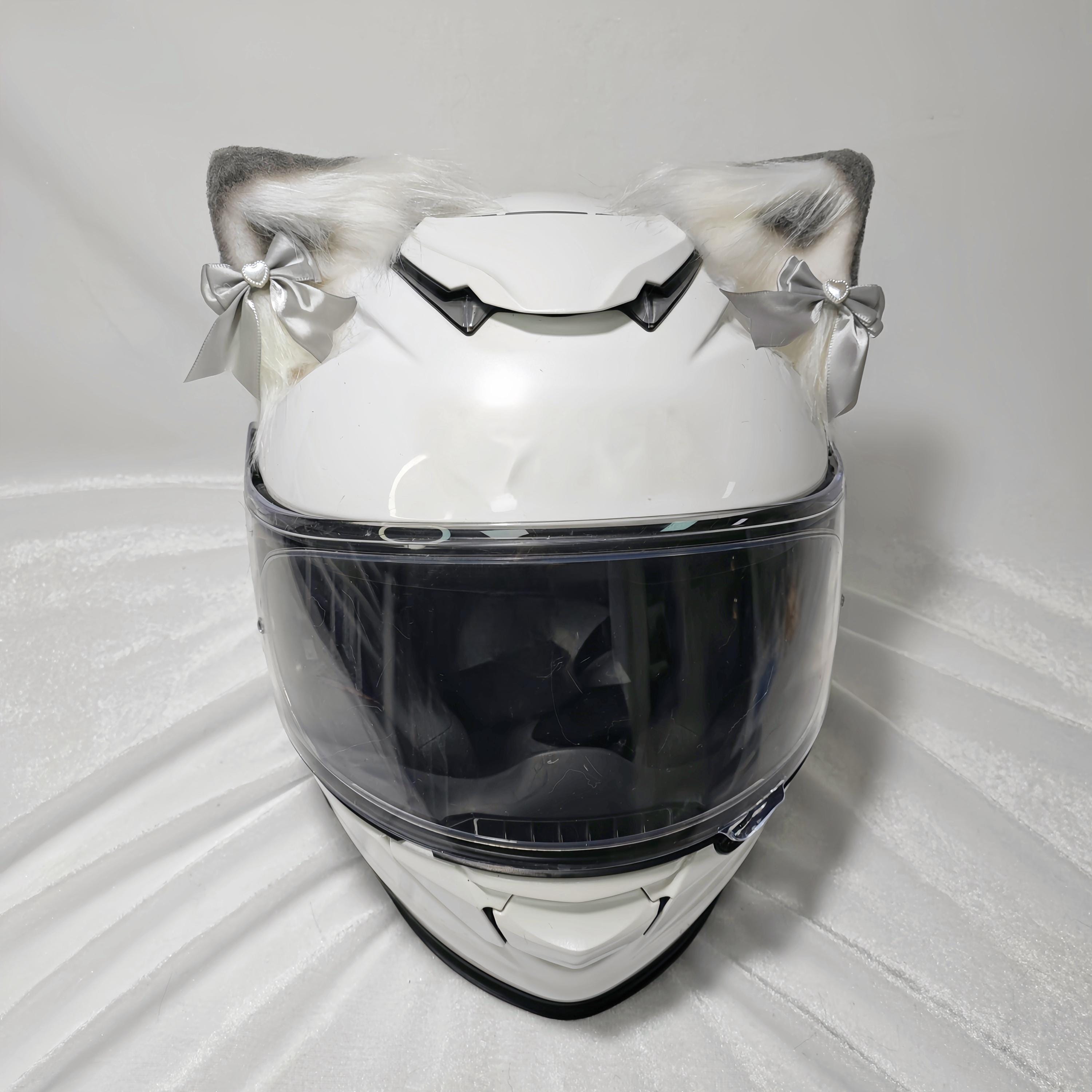 Kawaii Cat Ears Helmet Decor: Plush Bow Motorcycle/ski Helmet ...