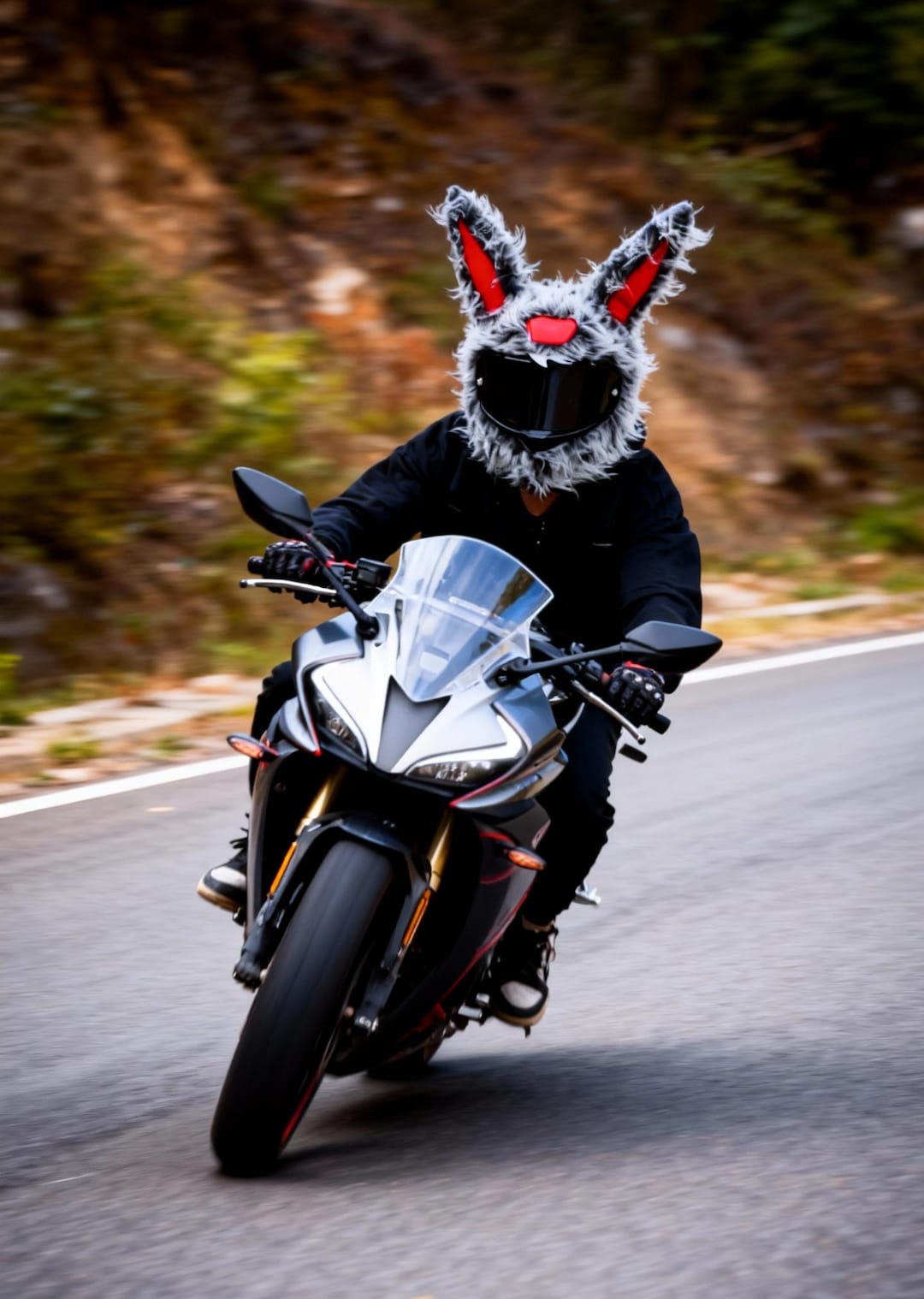 Hand Knitted Rabbit Motorcycle Helmet Cover, Funky Accessory - Etsy