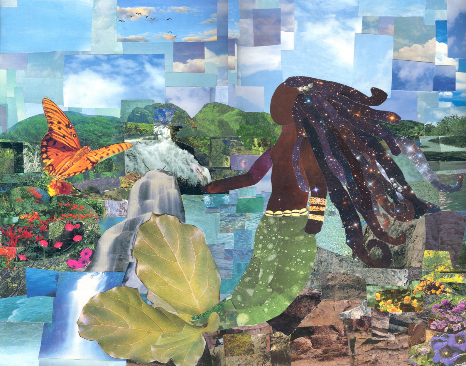 La Sirene Mermaid Collage Poster Haitian Art - Etsy