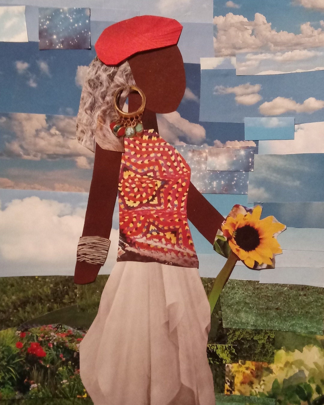 Fly Mama Original Collage Beautiful Elder African American Art Gray ...
