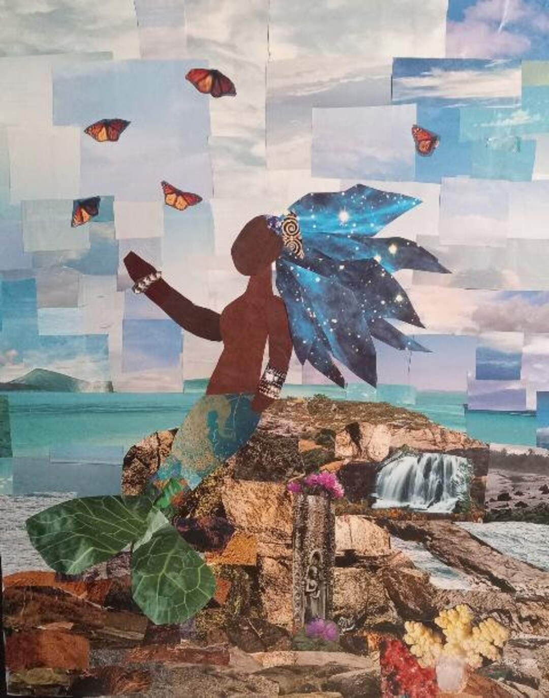 Mermaid With Butterflies Black Mermaid - Etsy