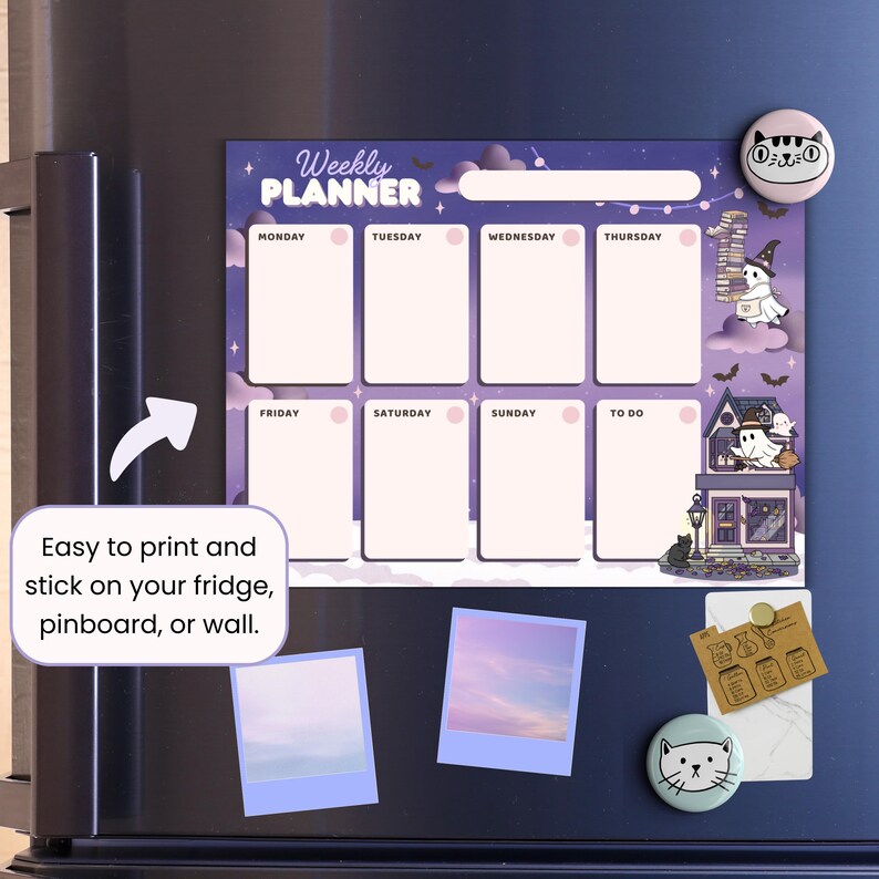 Ghostly Halloween Weekly Planner PDF – Dark Pastel Reading Ghosts ...