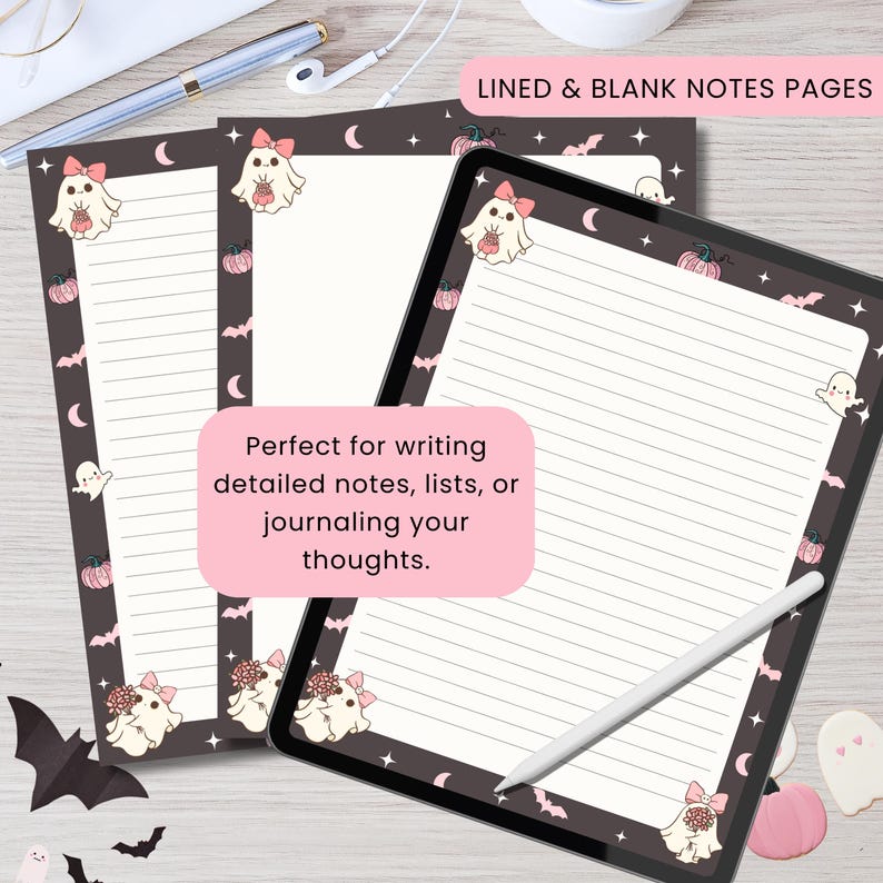 Kawaii Ghost Halloween Digital and Printable Planner, Dark Pastel To-do ...