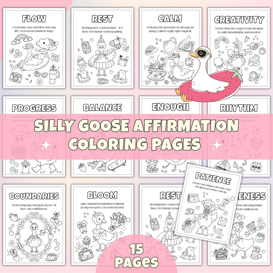 Affirmation Coloring Pages for Adults and Teens, Cute and Cozy Silly ...