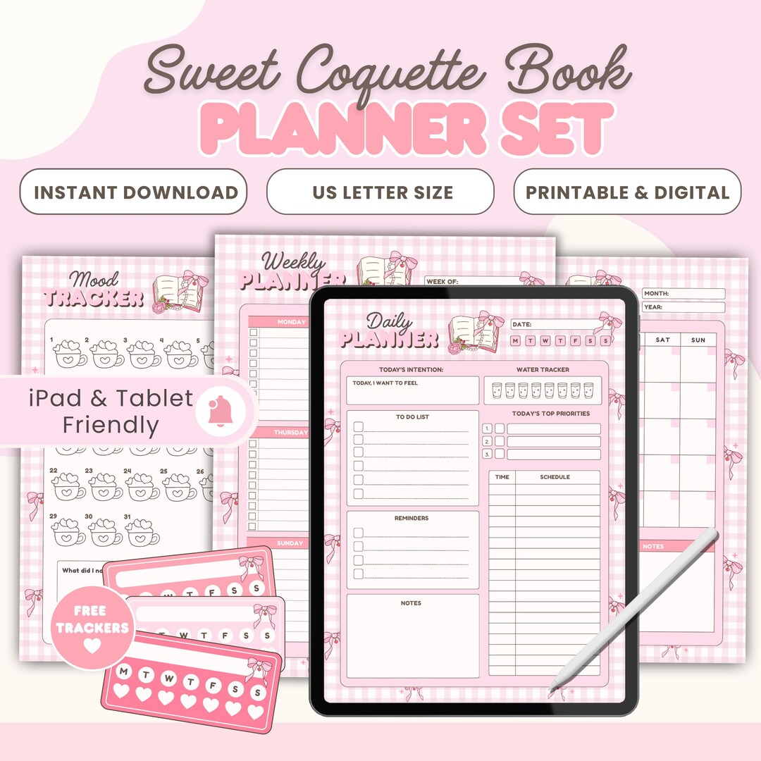 Valentine Coquette & Books Planner – Printable and Digital Planner ...