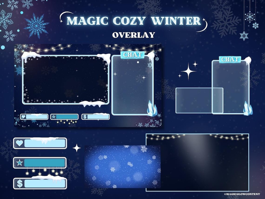 Magic Cozy Winter Twitch Stream Overlay - Animated Screens, Cute Alerts ...