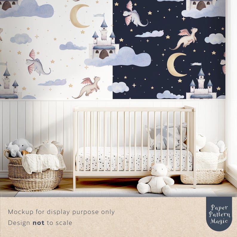 Watercolor Dragon Seamless Pattern, Digital File, Baby Fabric, Non ...