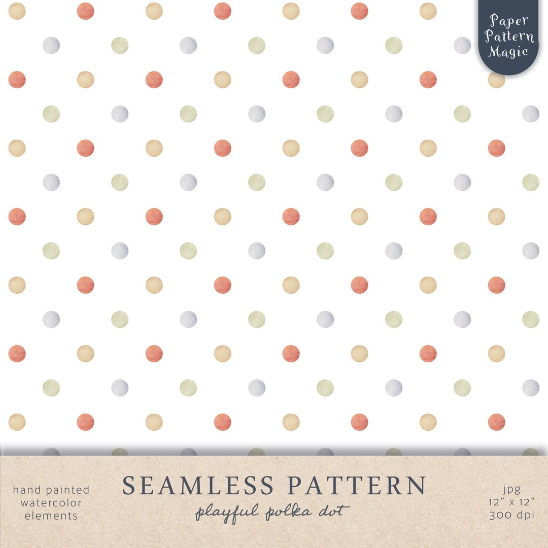 Watercolour Polka Dot Seamless Pattern, Digital Paper, Surface Design ...