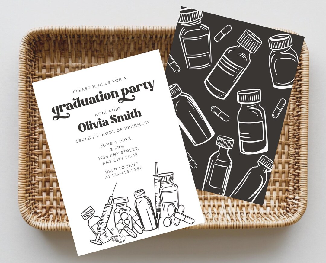 Graduation Invitation for Pharmacist, Editable Pharmacy Graduation ...