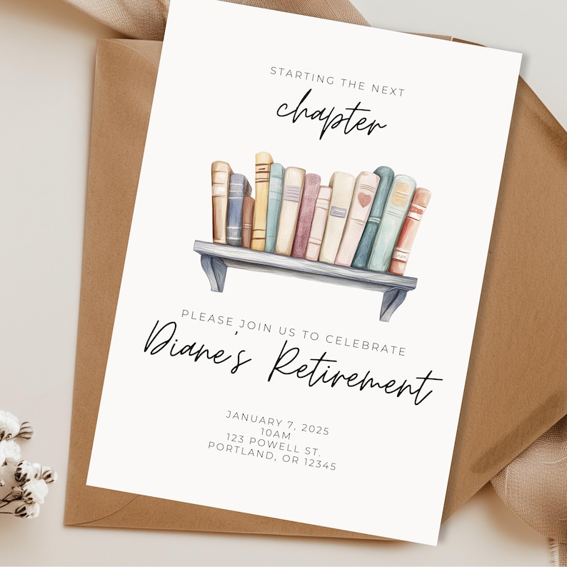 Teacher Retirement Party Invitation, Editable Minimalist Retirement ...
